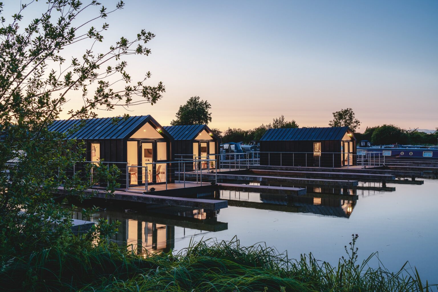 Tattenhall Marina Floating Pods glass-fronted pods Shropshire