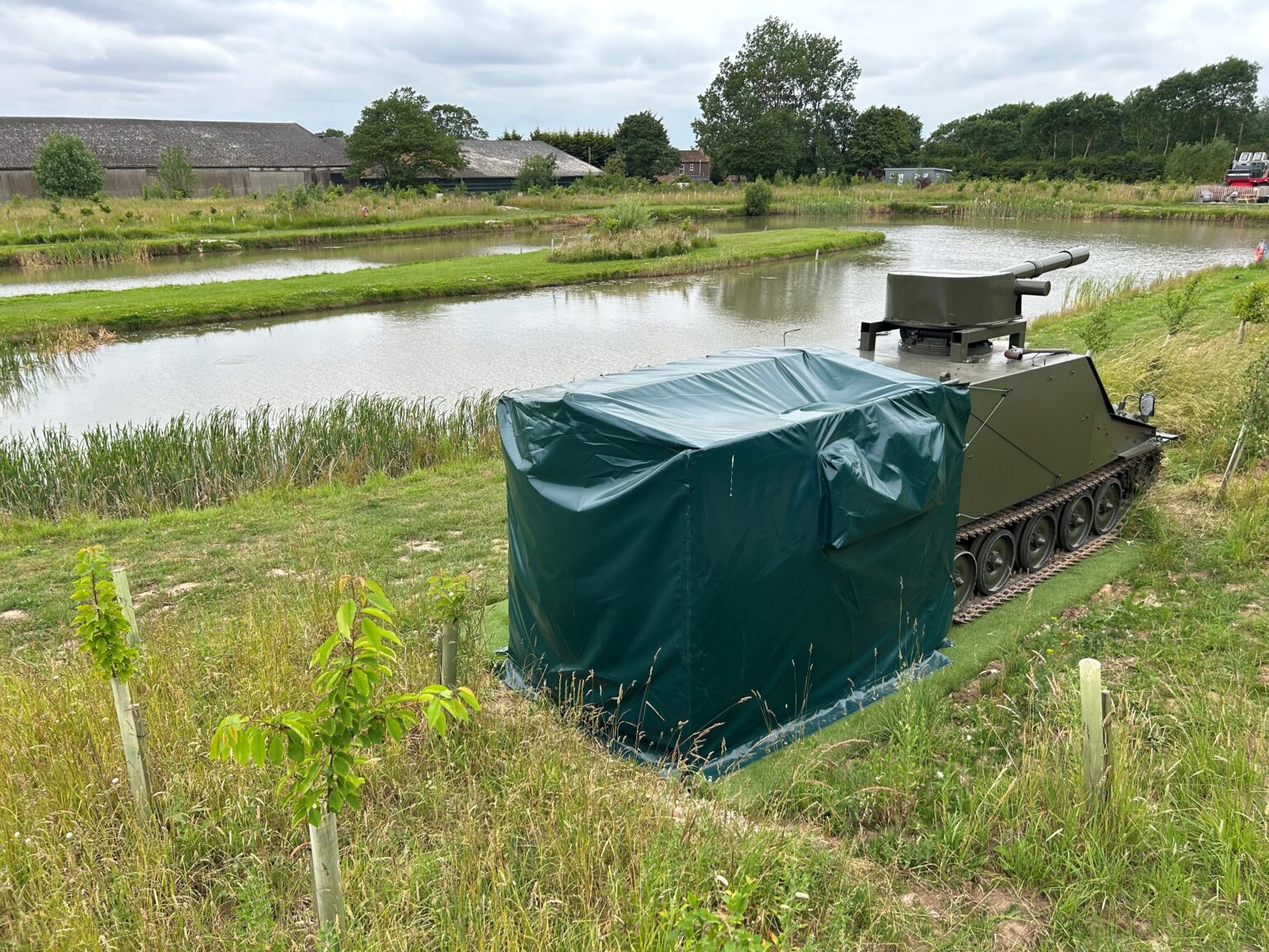 Samaritan Tank | restored military tank set by a rural lake in Lincs