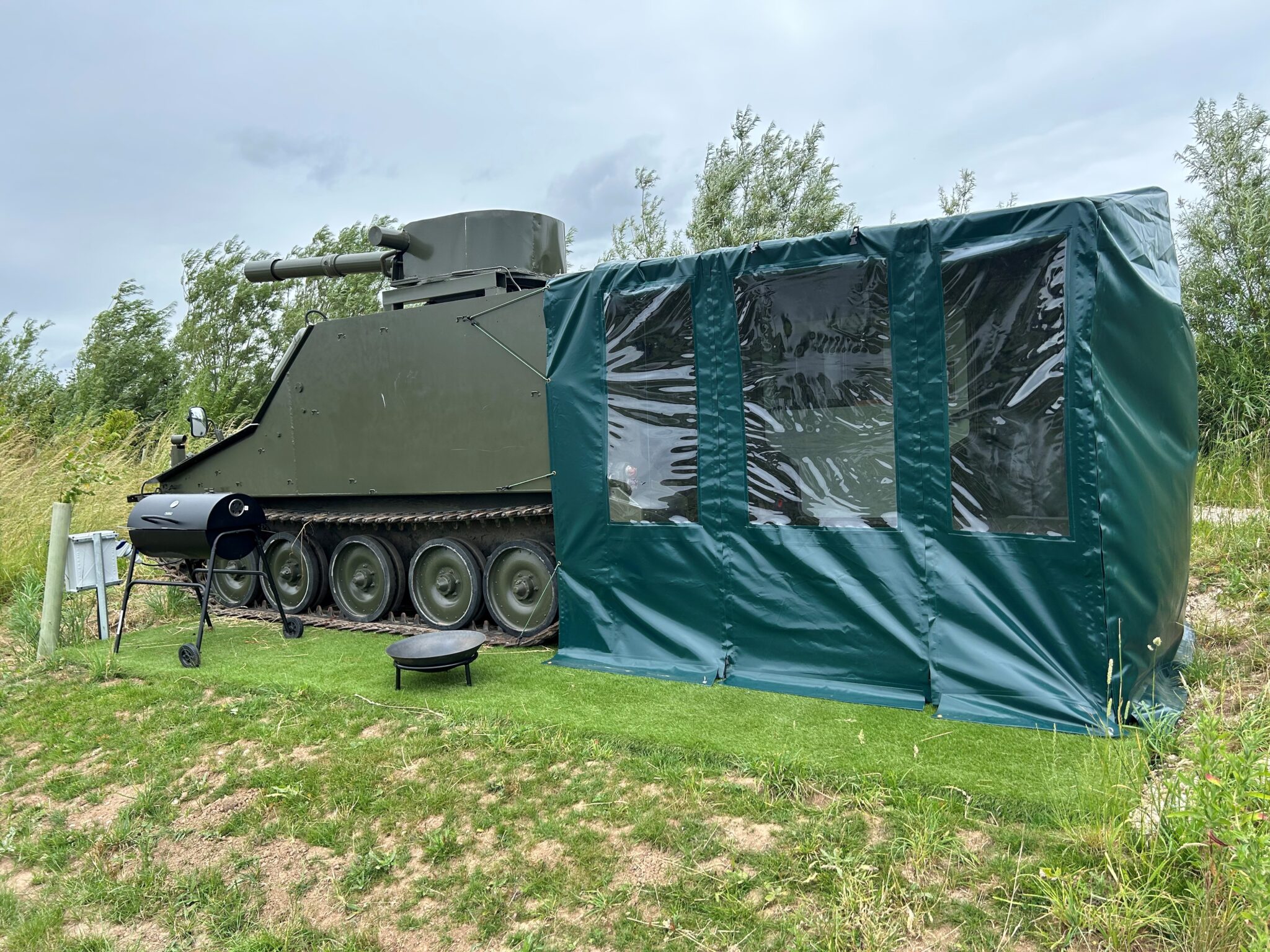 Samaritan Tank | restored military tank set by a rural lake in Lincs