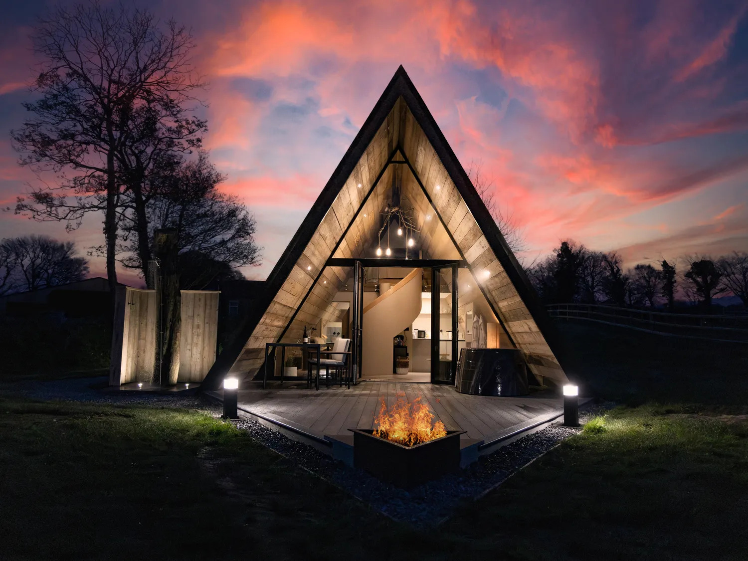 The Tri-Pod luxury glamping A-frame cabin Wales